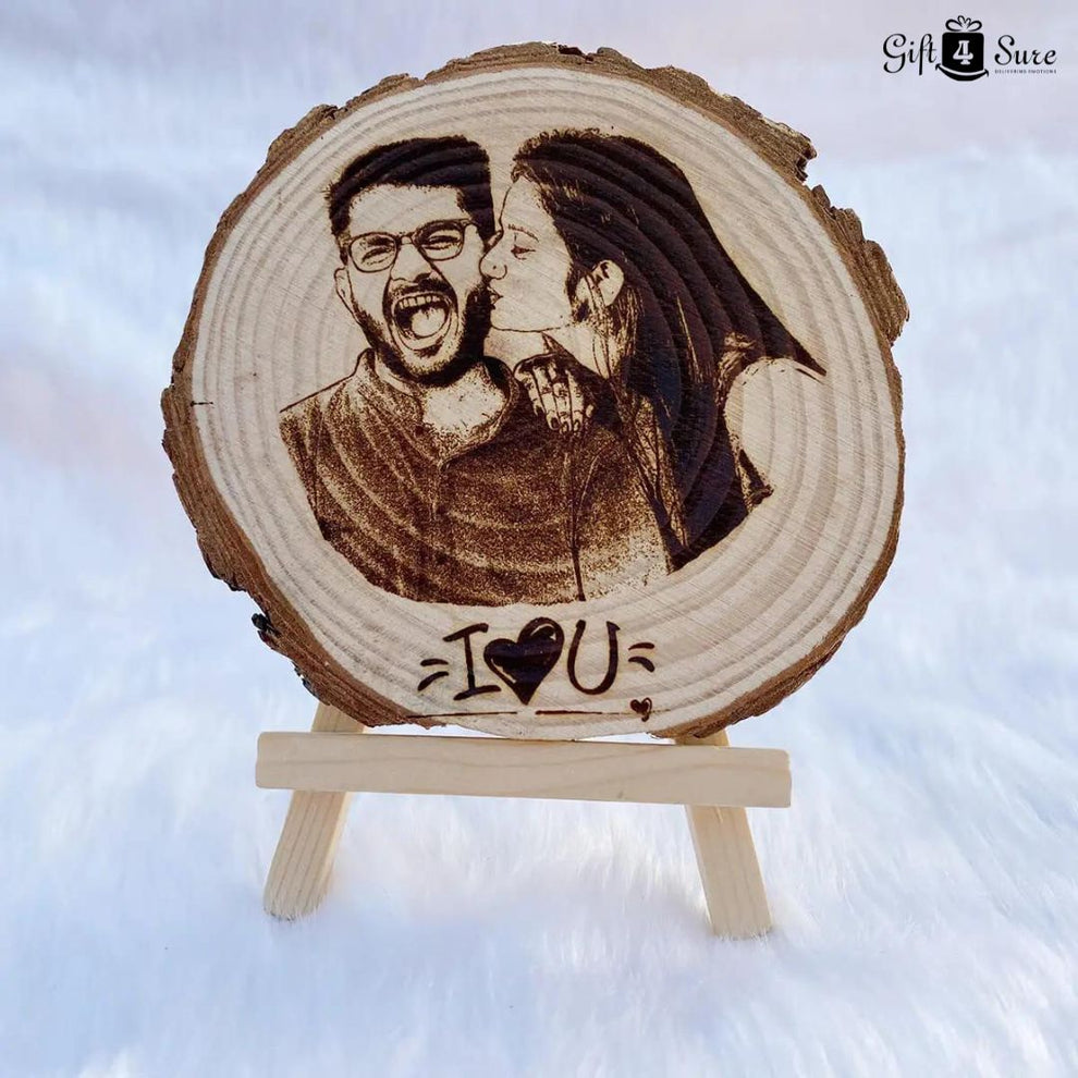NATURAL WOODEN SLICE PHOTO FRAME – Gift 4 Sure